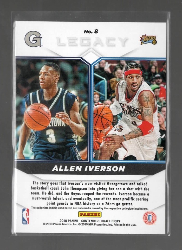 2019 Panini Contenders Draft Picks #8 Allen Iverson Legacy Near mint or ...