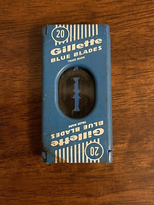 Vintage Gillette Blue Blades Razor Refill 20 Dispenser Metal | eBay