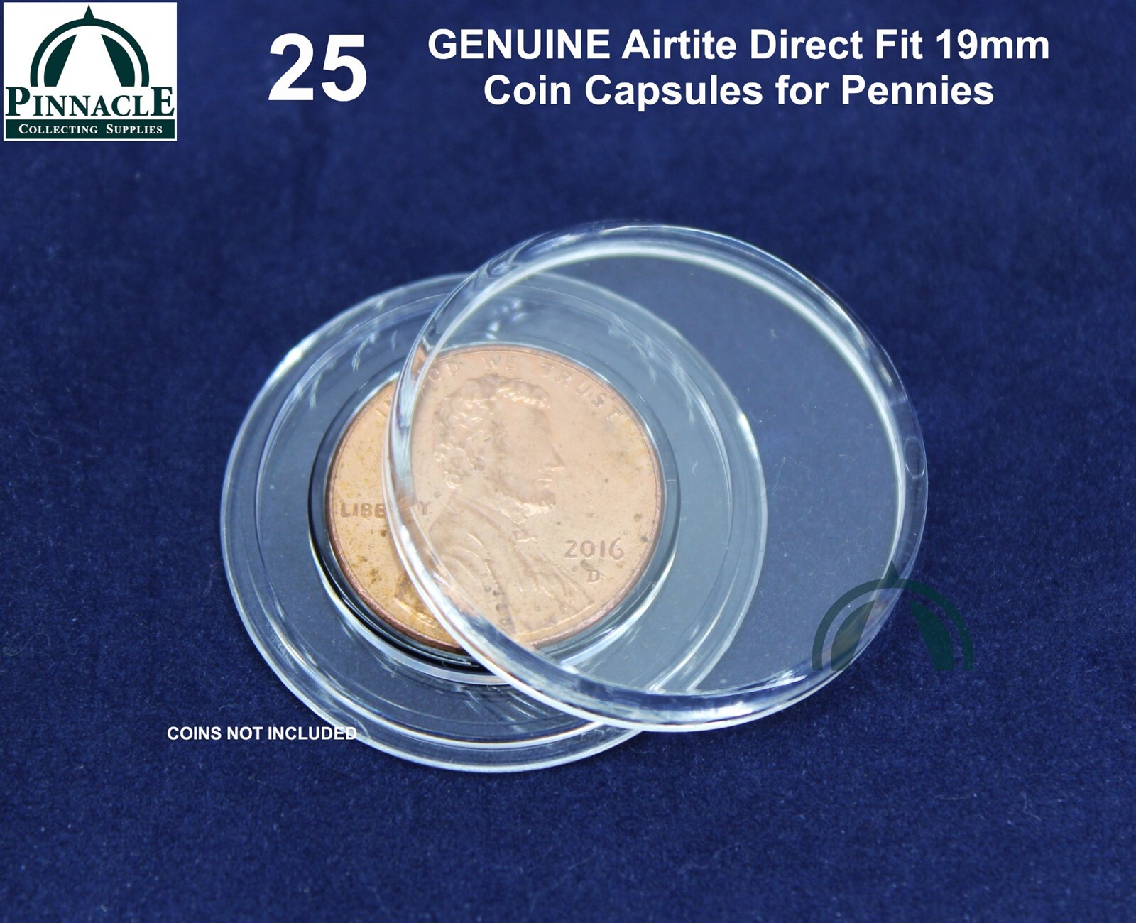 25 GENUINE Airtite Direct Fit Coin Capsules for US Penny and other 19mm ...
