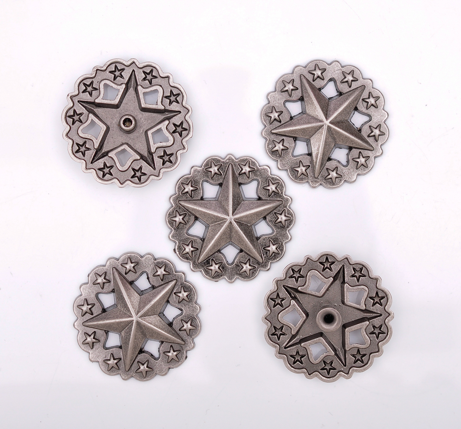 35mm 10pcs Antique Silver Western Star Stud Rivet Conchos Button ...