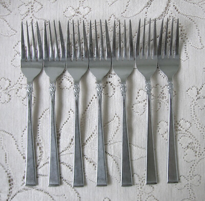 Vintage NASCO National Stainless Flatware Lot WESTWOOD 7 Dinner Forks ...