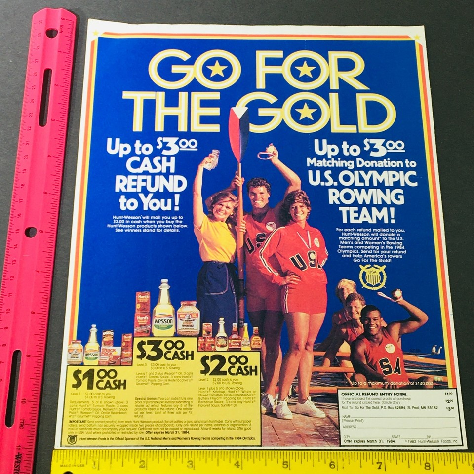 VTG Retro 1984 Hunt-Wesson Foods U.S. Olympic Rowing Team Sponsor Ad ...