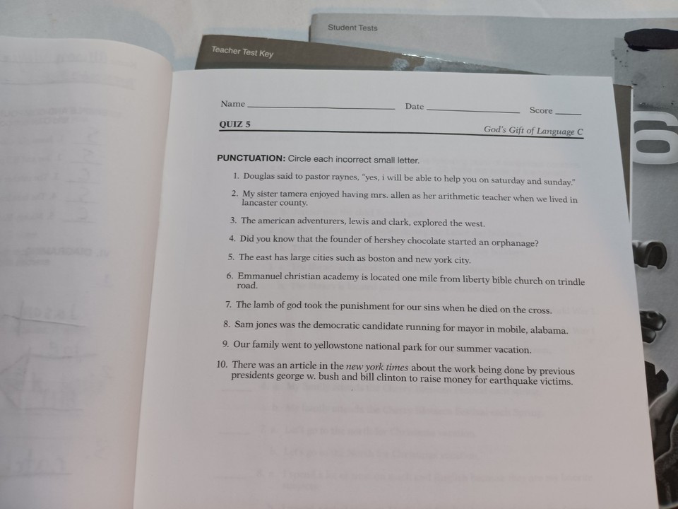 Abeka 6th grade Spelling Tests and Key, and Language C Tests | eBay