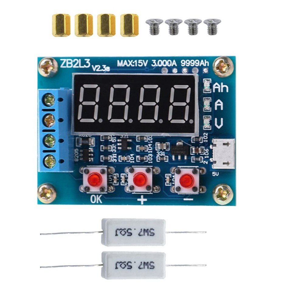 2X 1.2V-12V Battery Capacity Meter Discharge Tester Analyzer 18650 ...