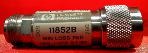 HP-Agilent-Keysight 11852B Minimum Loss Pad. 50 Ohm Type-N(f) 75DC 3GHz ...