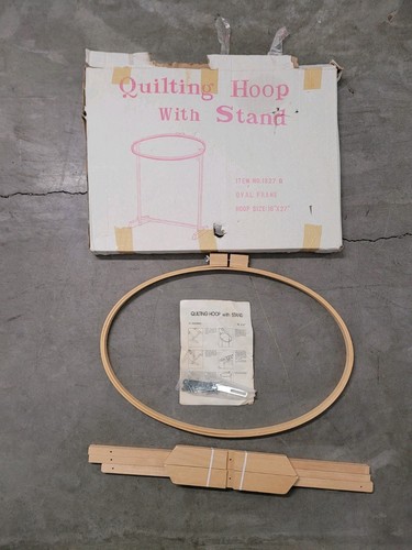 Vintage Quilting Hoop With Stand Oval Wood Frame 18x27 Sewing ...