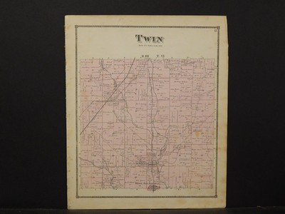 Ohio, Preble County Map, 1871 Township of Twin Y1#33 | eBay