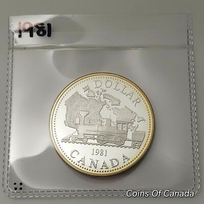 1981 Canada Silver Dollar UNCIRCULATED PROOF Coin - Railway Train # ...
