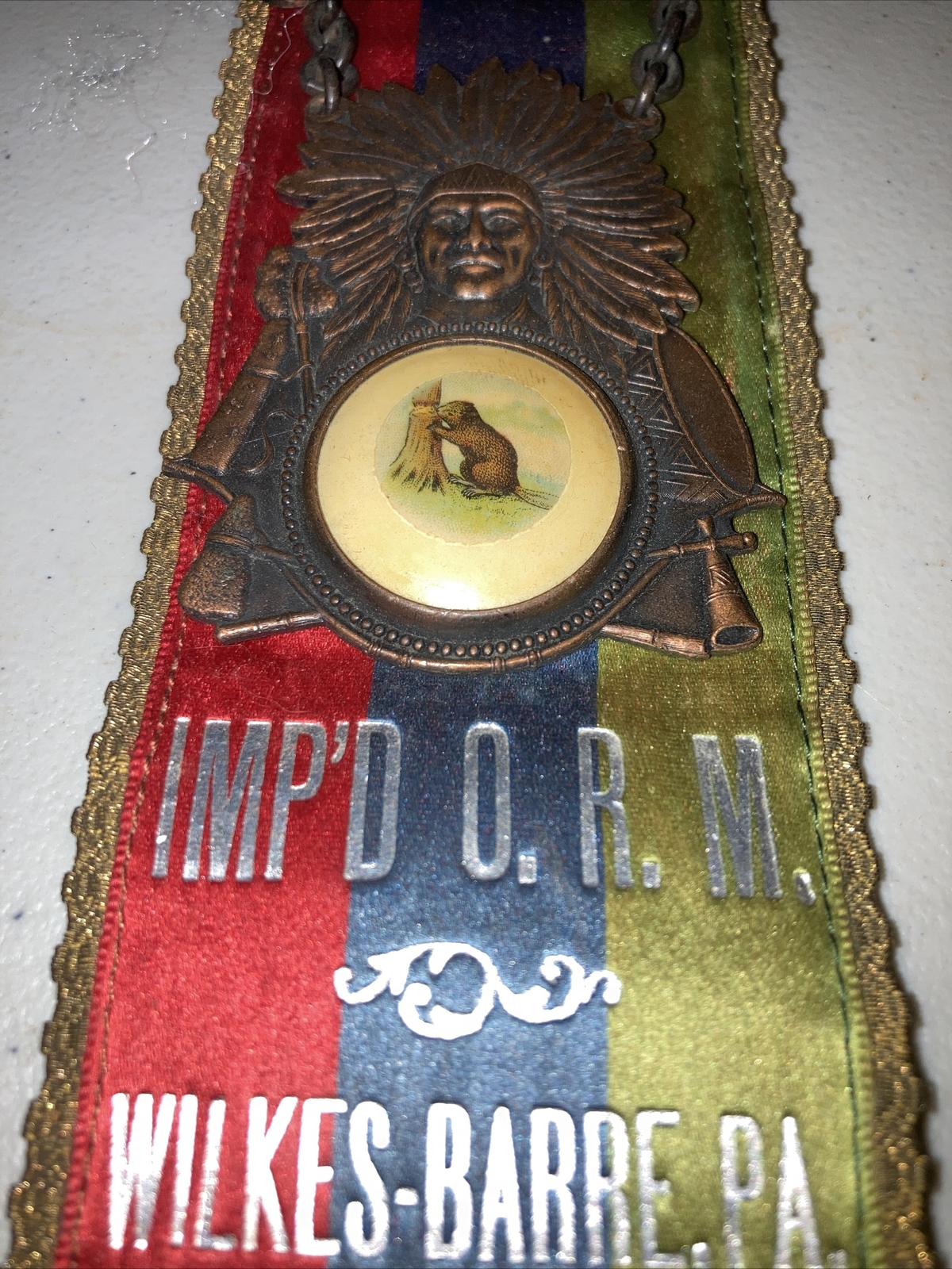 Improved Order Of Redmen Red Men IORM Ribbon Pin Wilkes-Barre PA ...