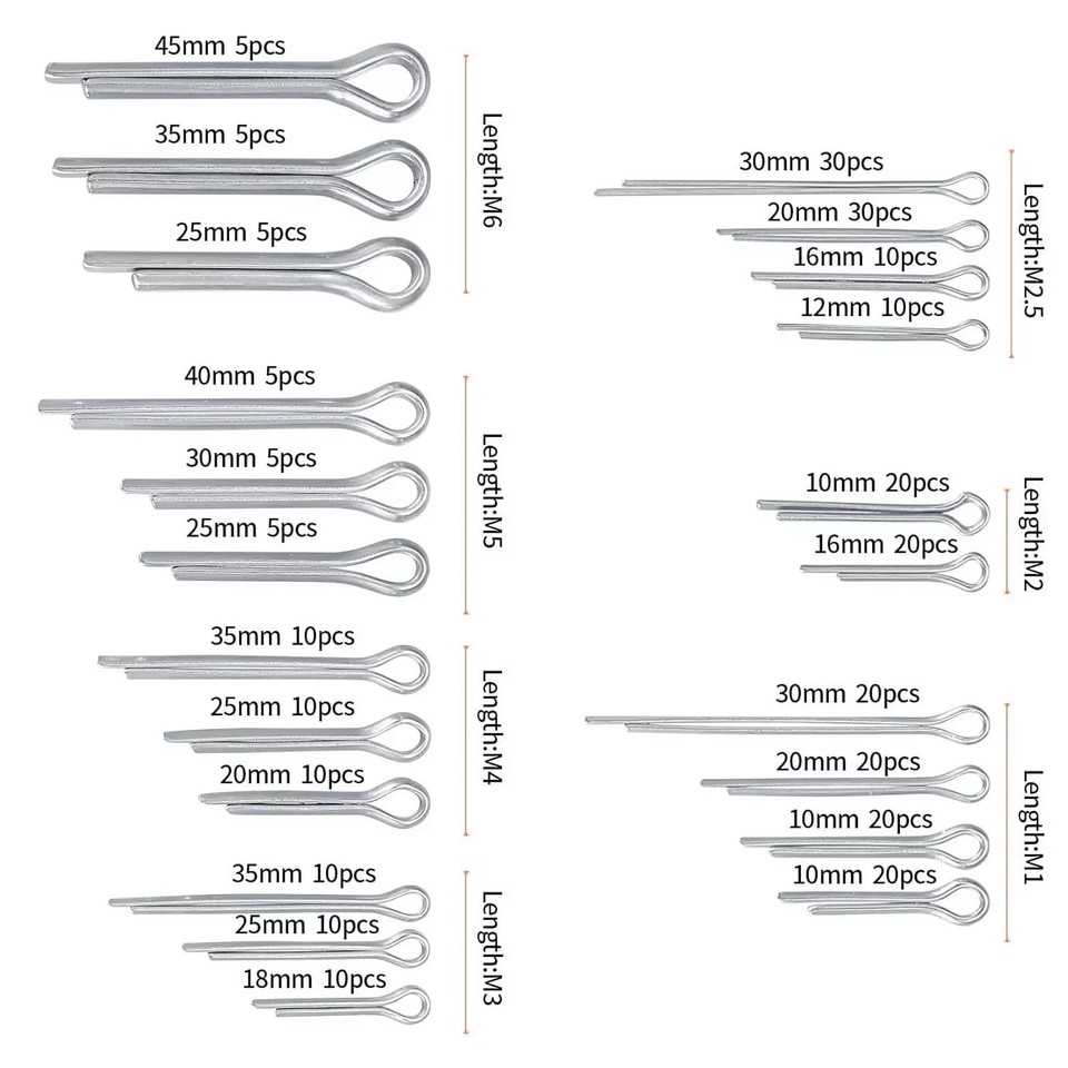 290 Pcs Stainless Steel Cotter Pins Set, 24 Sizes Cotter Pin Clip Key ...
