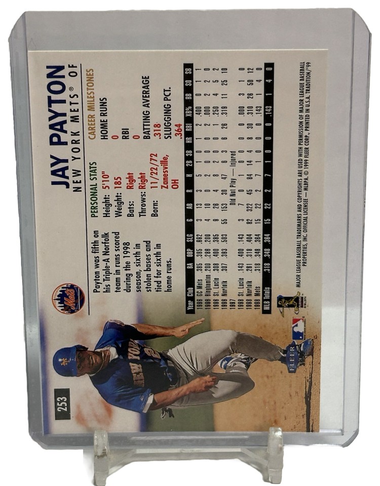 1999 Fleer Tradition New York Mets Baseball Card #253 Jay Payton NM | eBay