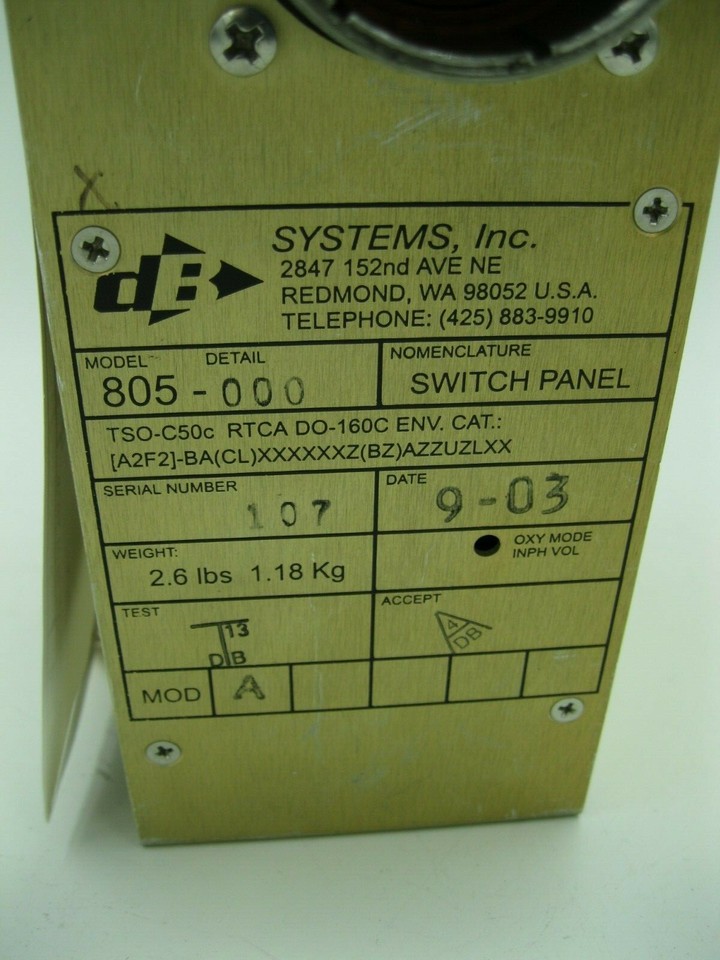 DB Systems Switch Panel 805-000 | eBay