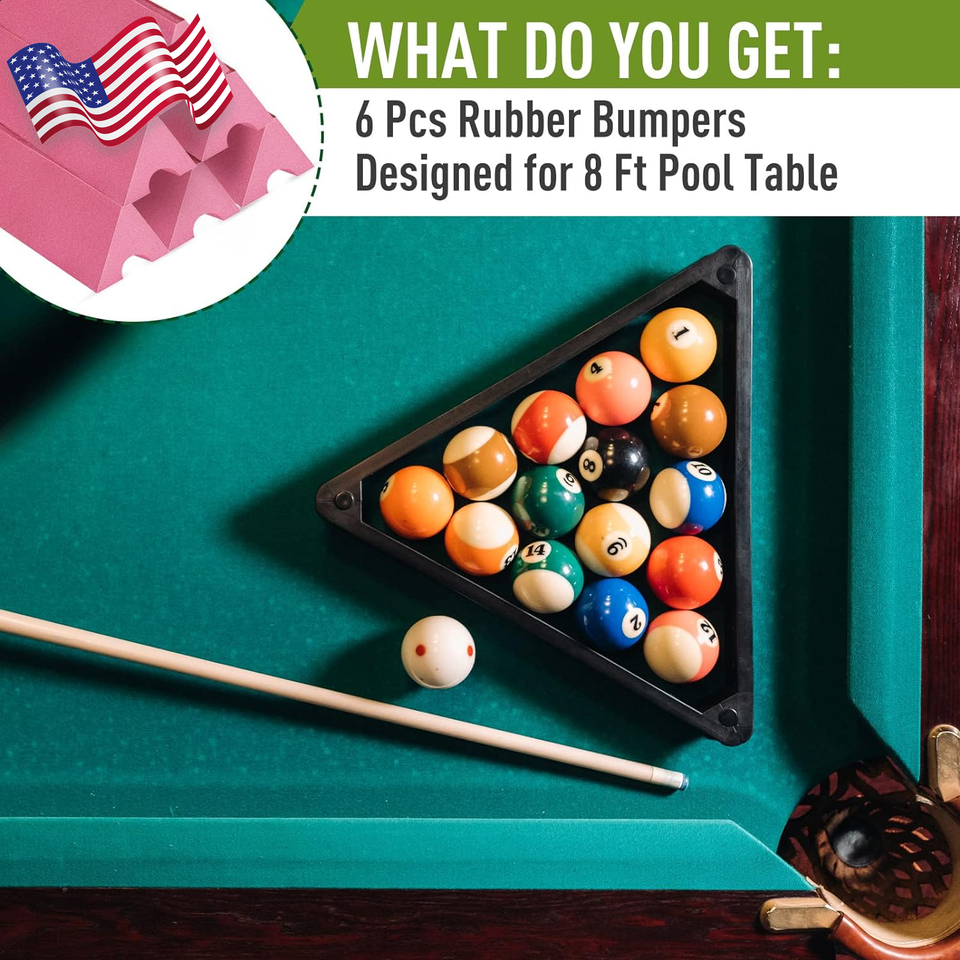 Rubber Bumpers Pool Table Cushion Accessories Rail Billiard 8 Ft 6 Pack ...