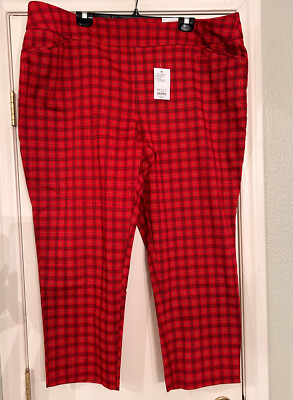 CROFT & BARROW RED PLAID STRAIGHT LEG PANT 22W SHORT | eBay