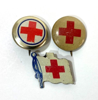 Vintage AMERICAN RED CROSS LAPEL Pin PINBACK Button LOT of 3 Antique ...