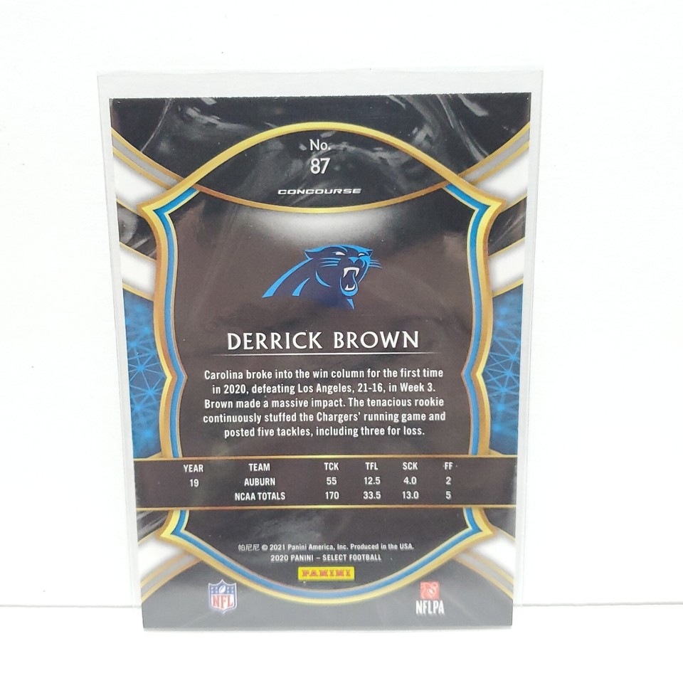 Derrick Brown Rookie RC 2 Card Lot Panthers 2020 Panini Select #187 ...