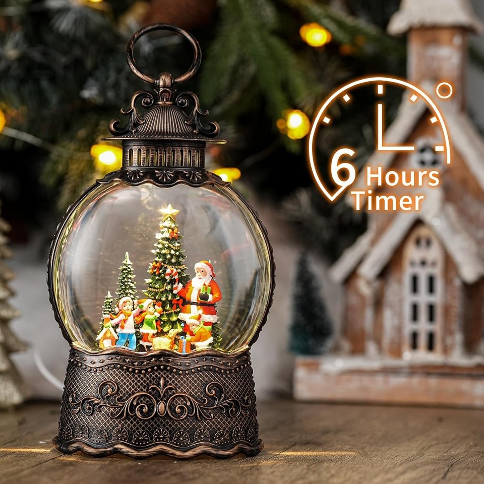 Snow Globe with Santa Claus, Light Up Christmas Snow Globes with Music ...
