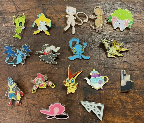 Vintage Pokemon Official 16 Pins Pin Collection Enamel Mew Two Rare Lot ...