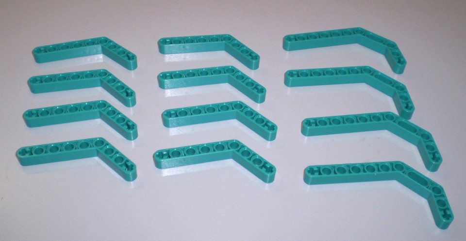 12 Used Lego Teal Technic Beam Liftarm Bent 53.5 Turquoise 6629 - 32009 ...