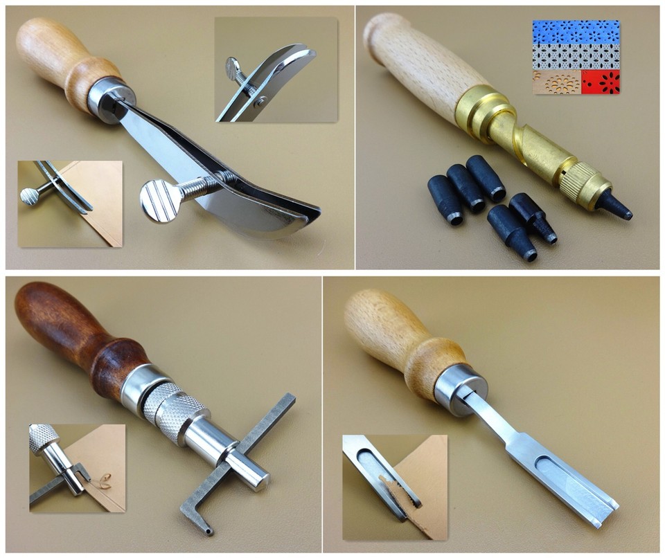 33pcs Leather Craft Sewing Stitch Groover Creaser Punch Beveler Skiving ...