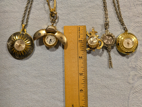 5 VINTAGE WATCHES NECKLACE PENDANT BERCONA SKETCHES GENOVA STYLEX ...