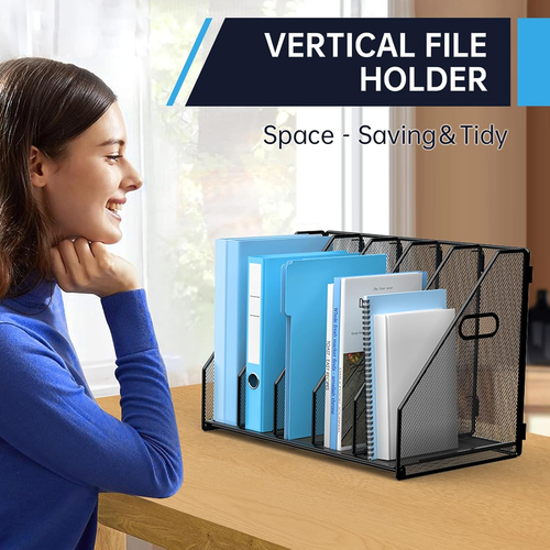 Desk File Organizer Metal Magazine Folder Holder 5 Vertical ...