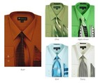 Men's Milano Moda Cotton Blend Solid Dress Shirt Set Classic Fit DS21 ...
