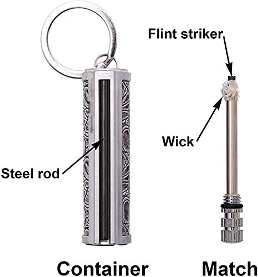 Permanent Match Keychain Lighter,Keychain Flint Metal Matchstick Fire ...