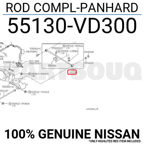 55130VD300 Genuine Nissan ROD COMPL-PANHARD 55130-VD300 | eBay