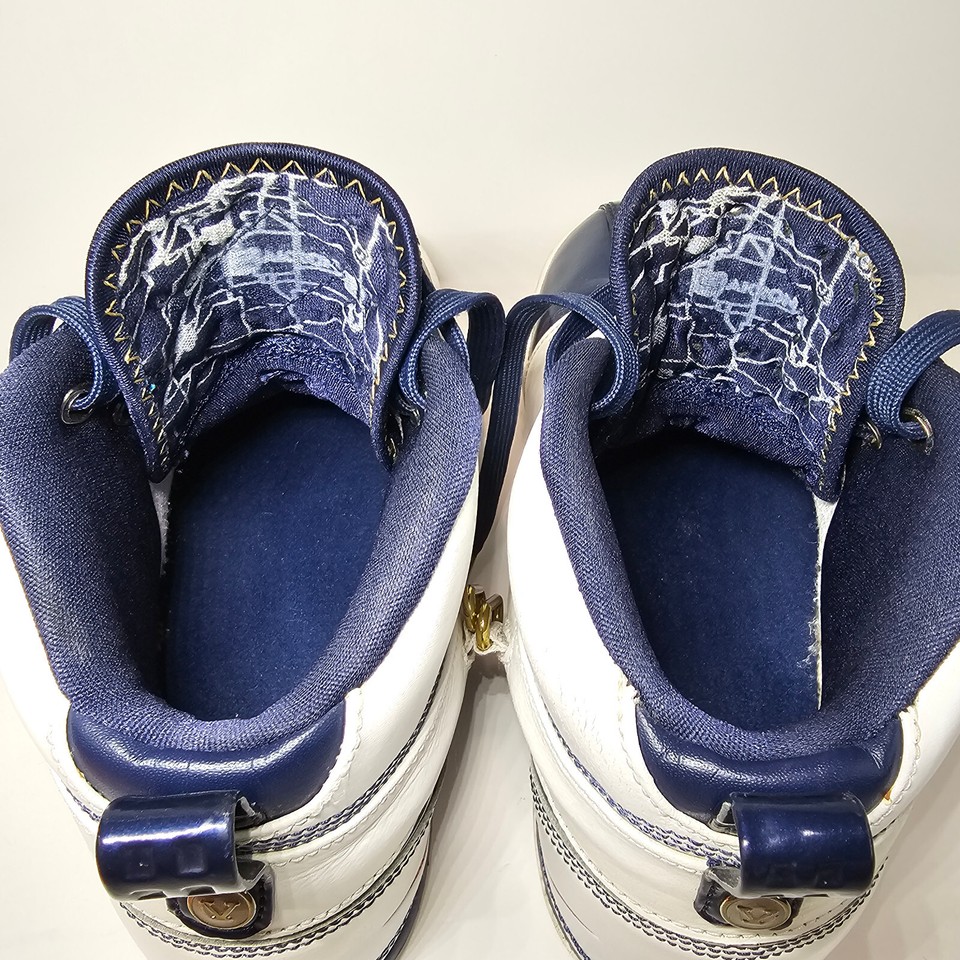 Nike Zoom Lebron V 5 Blue Basketball Shoes 6Y White Navy Metallic Gold ...