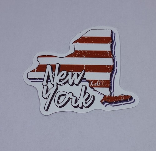 New York State Map Sticker USA Flag Stripes Art Decal Vinyl Country ...