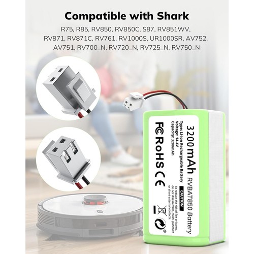 New Battery For Shark Matrix Self-Emptying Robot Vacuum RV2310 RV2310AE ...