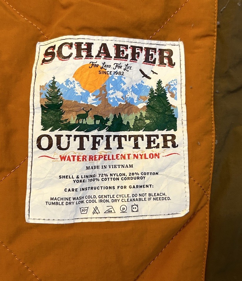 Schaefer Outfitter Men's Water Repellent Nylon Cotton XL Green Western ...