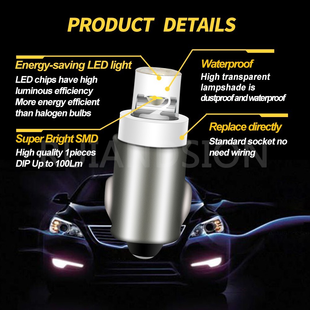 2pcs White BA7S LED DASH GAUGE WARNING SWITCH BULB CLASSIC CAR GLB281 ...