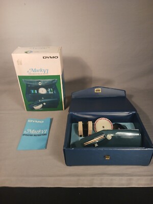 1966 Vintage Dymo Mark VI Label Maker With Box, Original Case, 4 Tapes ...