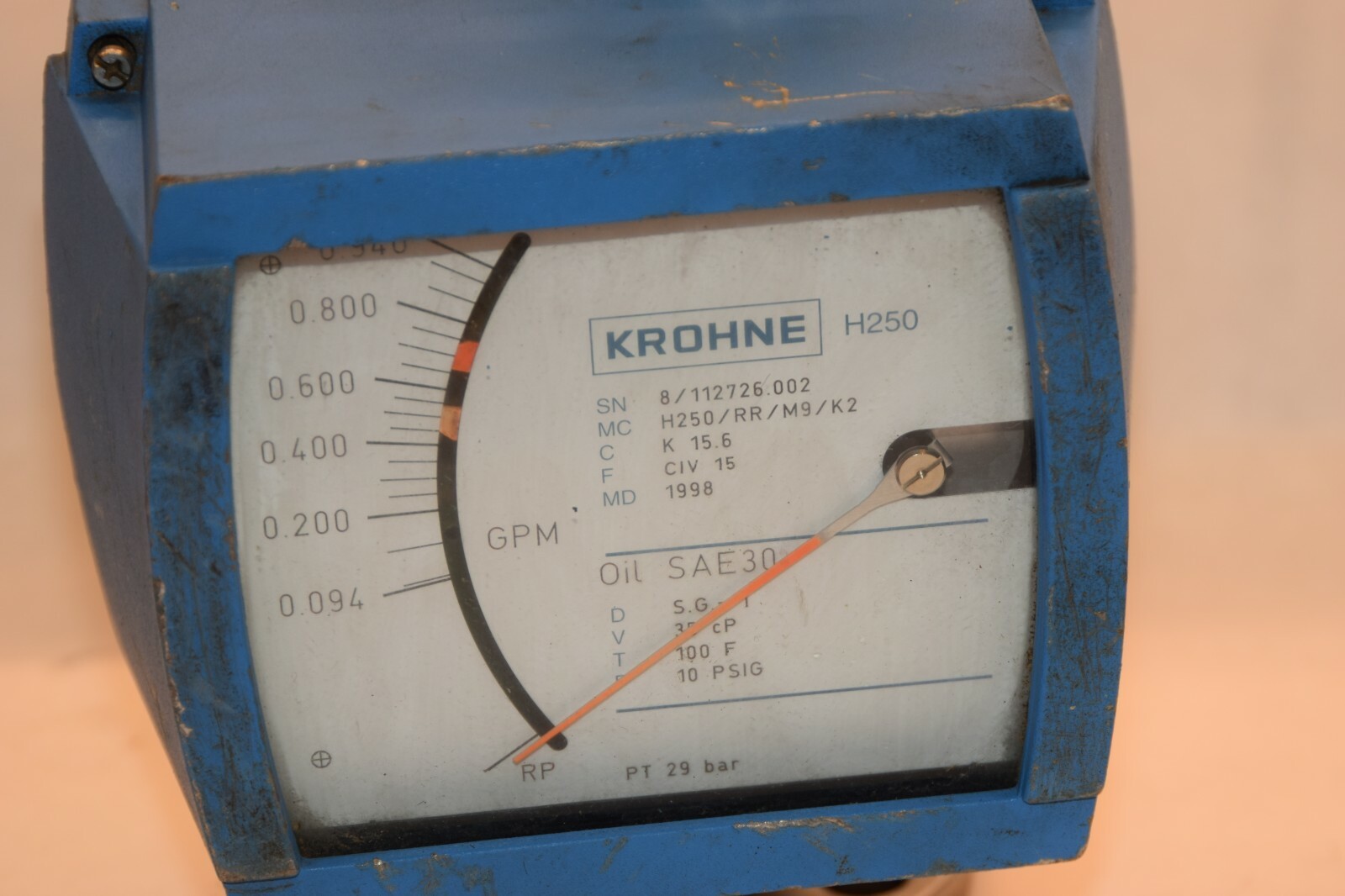 KROHNE H250/RR/M9/K2 3/4" Stainless Steel Variable Area Flowmeter K 15. ...