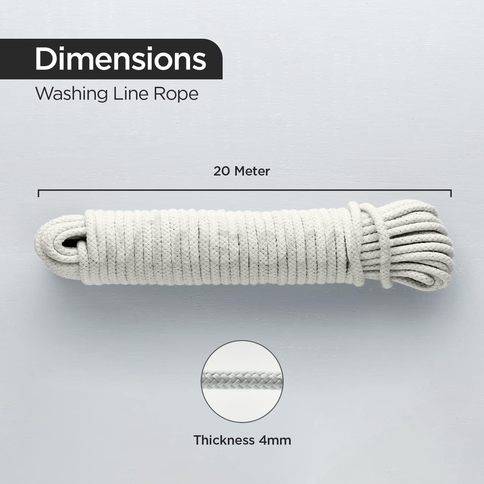 Washing Line Rope Traditional Strong Cotton Rope Clothes Dryer Twine ...