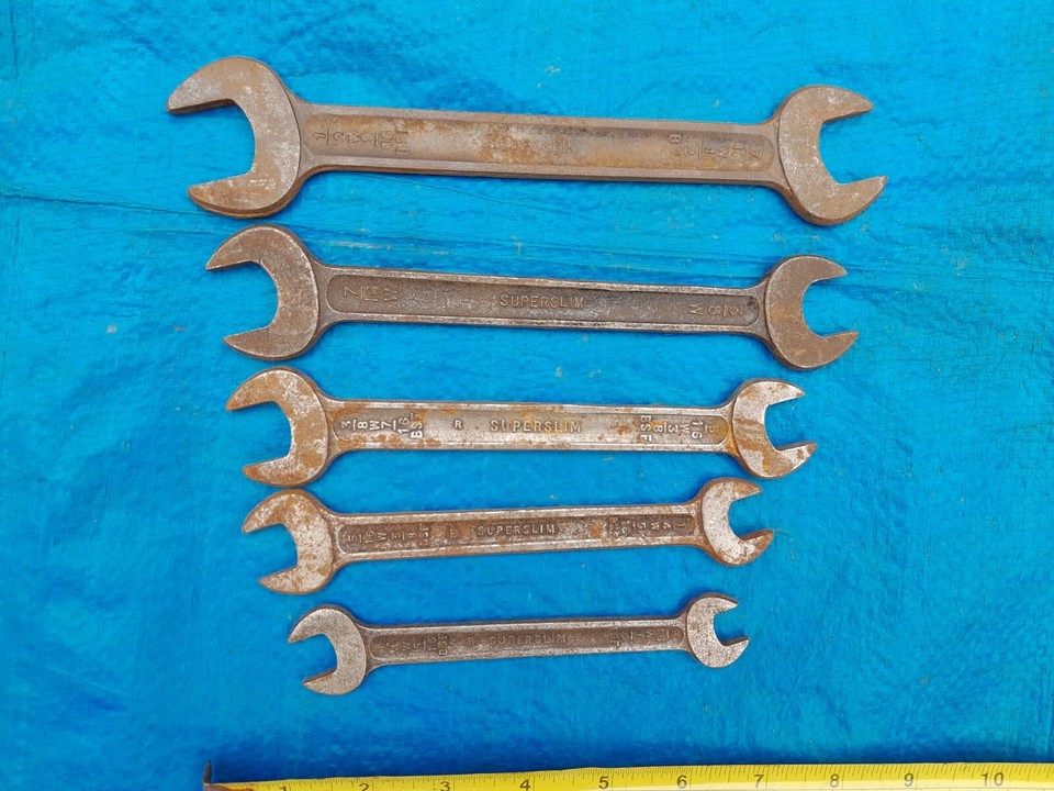 5 TW Superslim Whitworth & BSF open ended Spanners 3/16W,1/4BSF - 1/2W ...