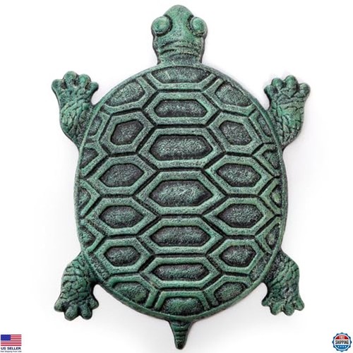 Lawei Cast Iron Turtle Stepping Stone - Verdigris Tortoise Path Paver ...