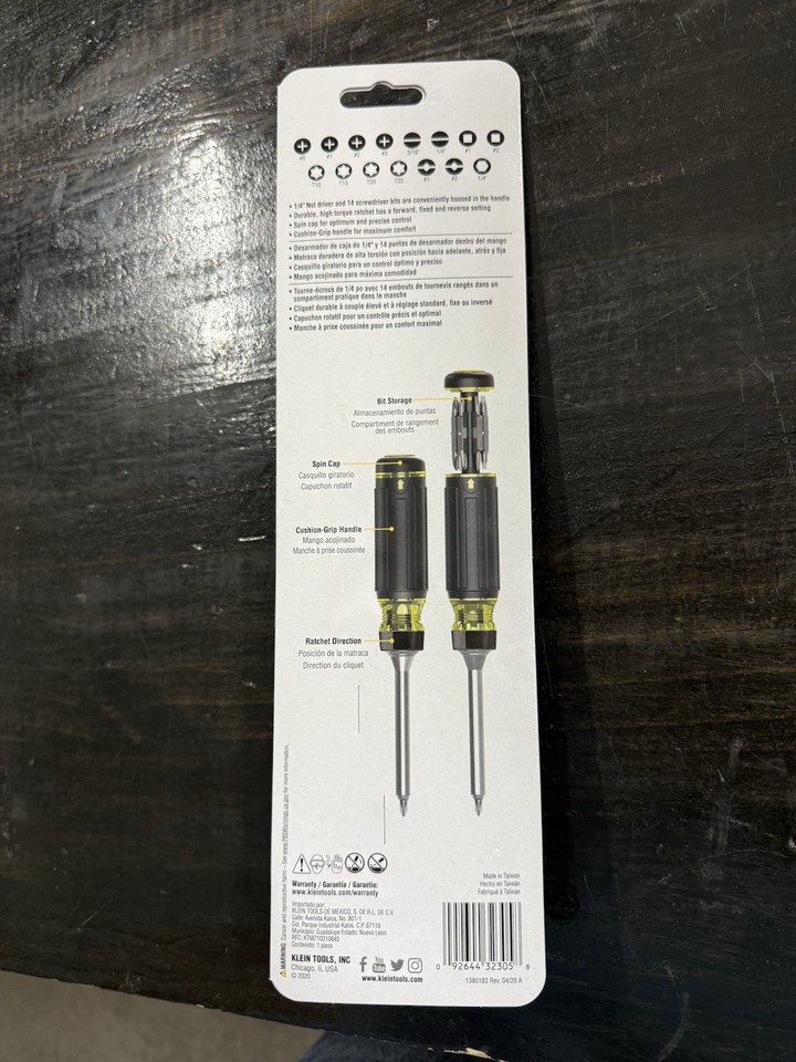 Klein Tools 15-in-1 Multi-Bit Ratcheting Screwdriver (32305 ...