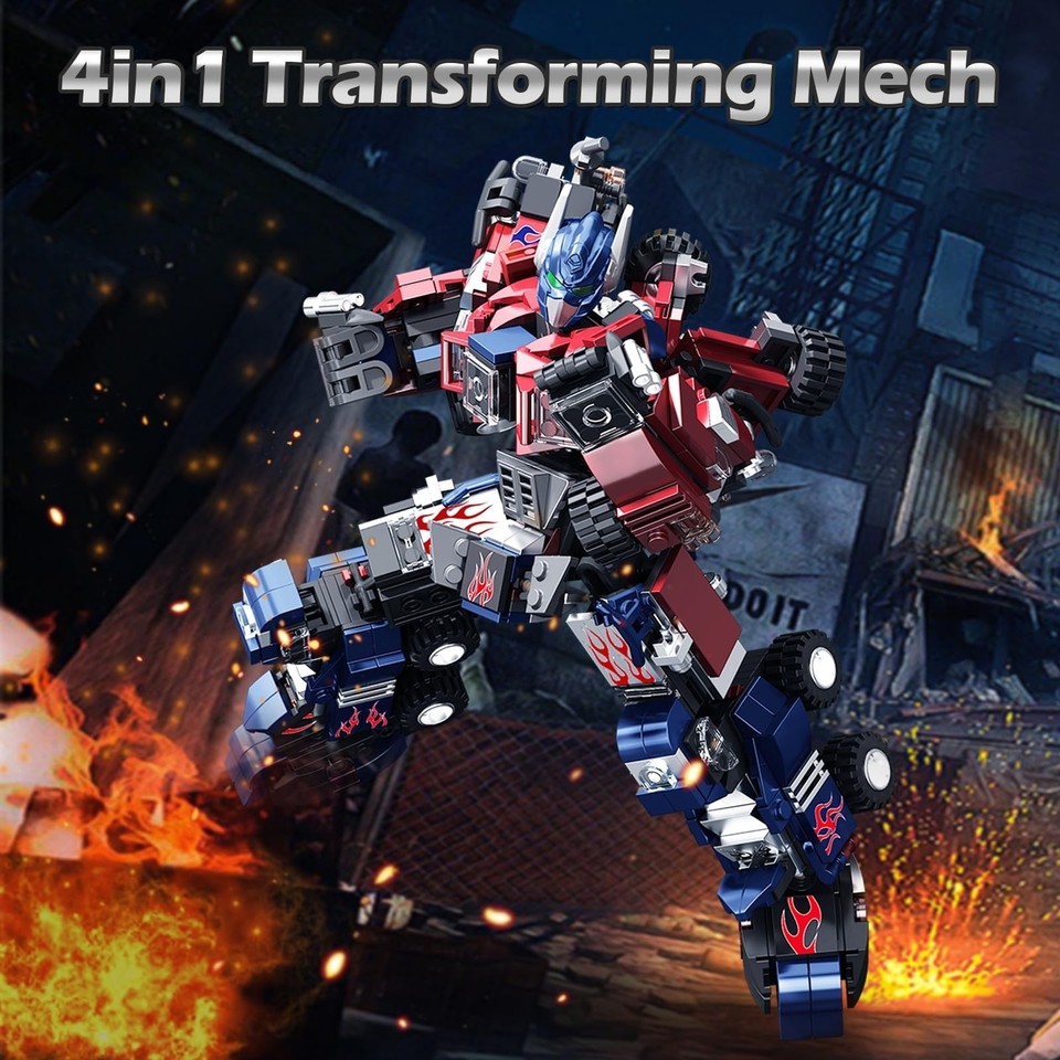 HIGH GODO Transforming Robot Building Set, 4in1 Transforming Mech Truck ...