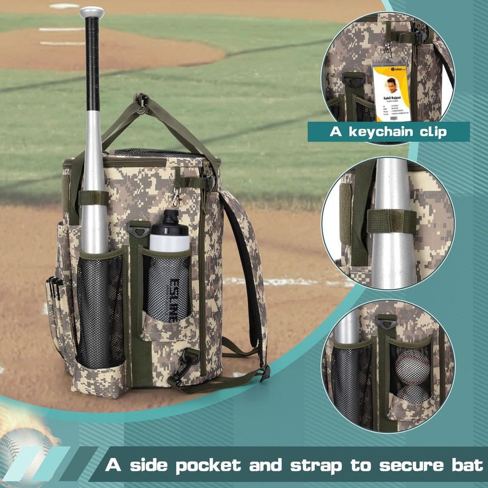 Smasrob Baseball Coaches Bag Fits 6 Gallon Ball Bucket Baseball Bucket ...