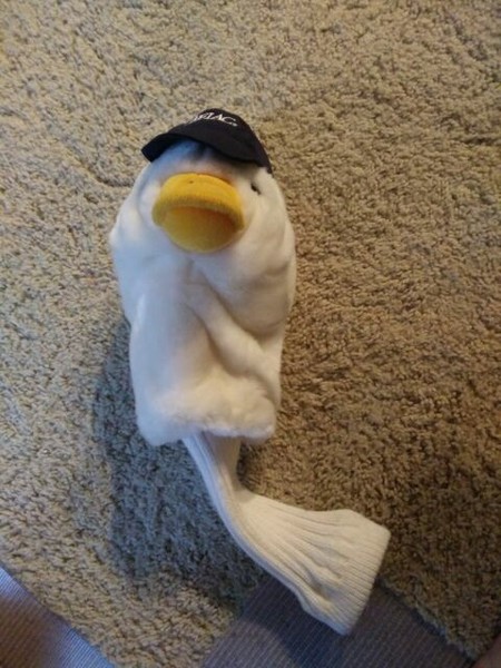 Aflac White Duck Golf Club Head Cover Driver Woods Plush Blue Hat ...