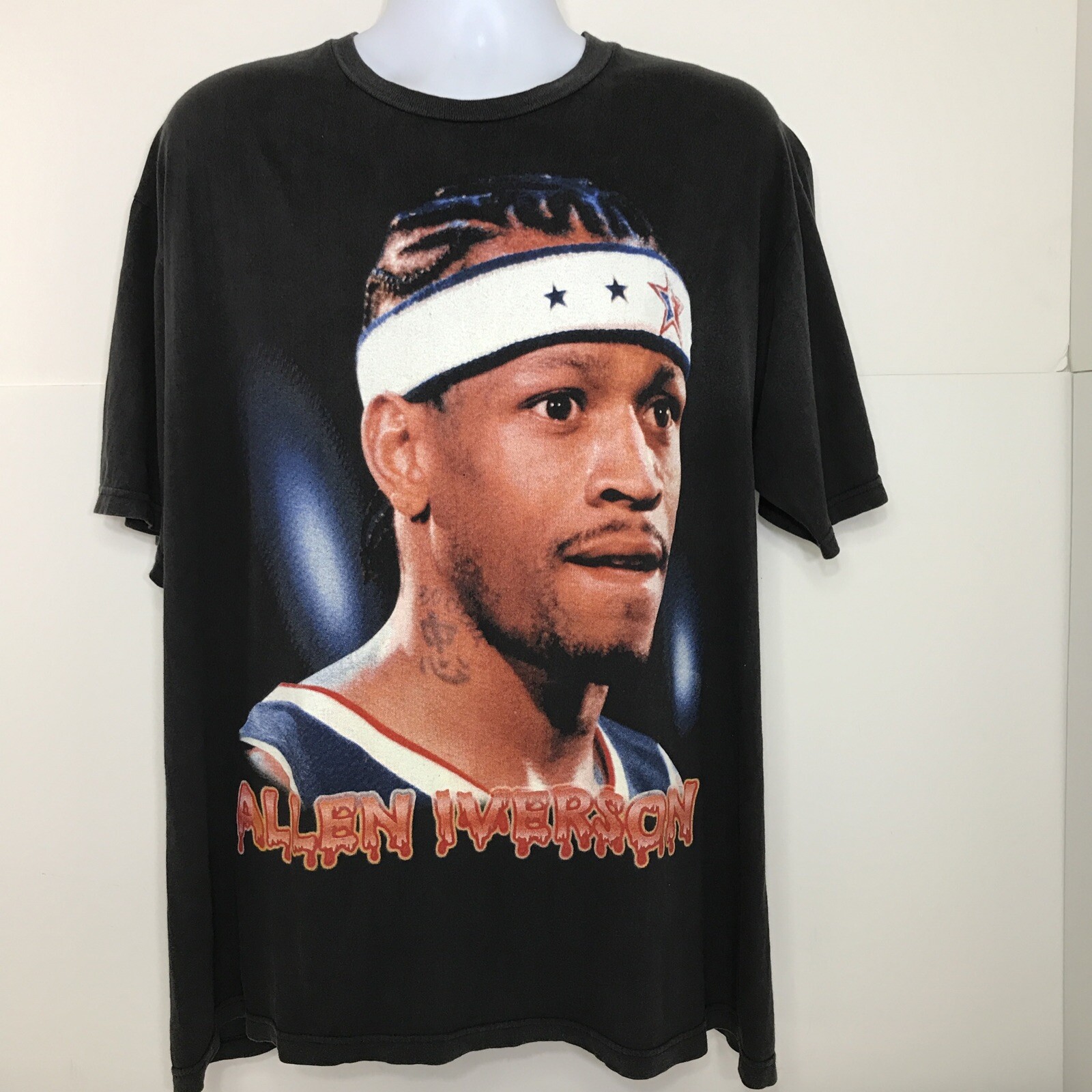 Allen Iverson Grail Rare Vintage Big Face Rap Tee Dou… - Gem