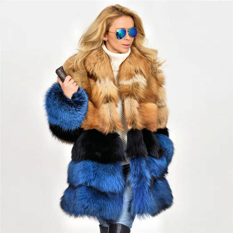 Women Natural Fur Jacket Winter Outwear Luxury Warm Real Red Fox Fur ...