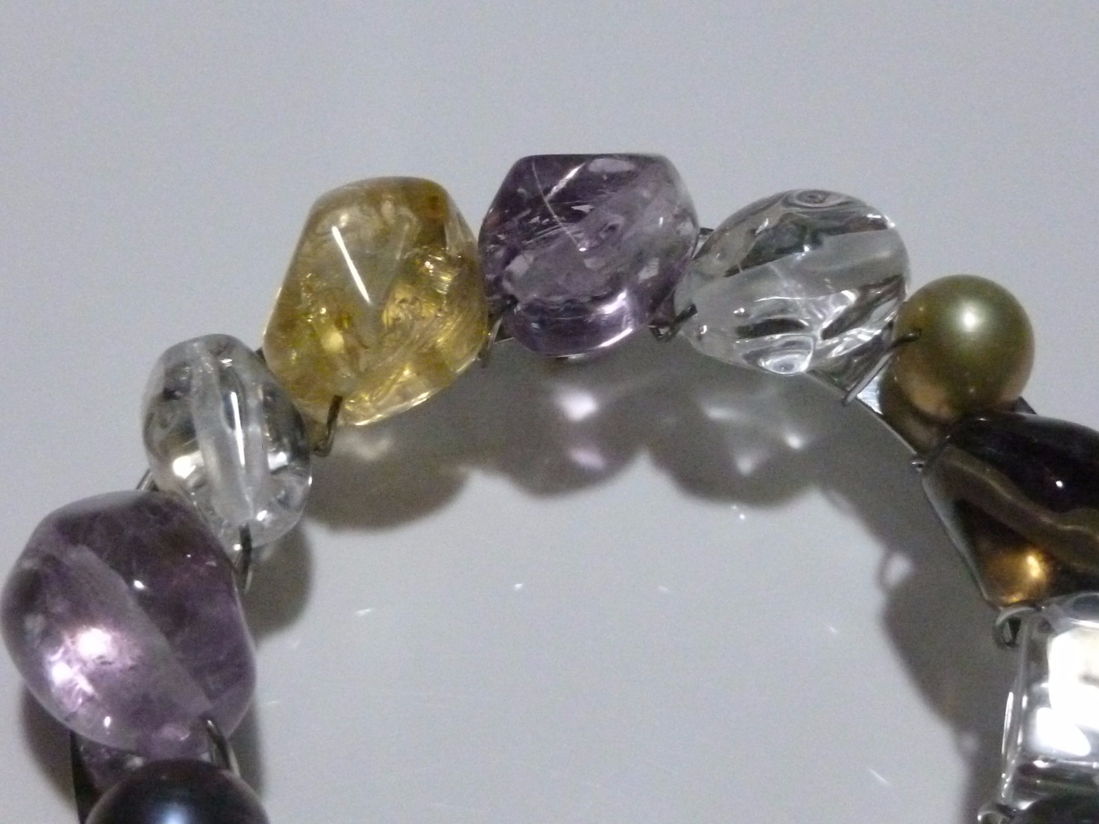 2 1/8" TRACEY MAYER STERLING SILVER ROUND GEMSTONE CRYSTAL PEARL ...