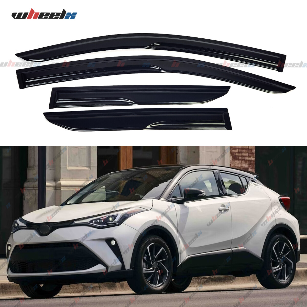 FOR 17-2022 TOYOTA CHR C-HR JDM 3D WAVY BLACK WINDOW VISOR RAIN GUARD ...