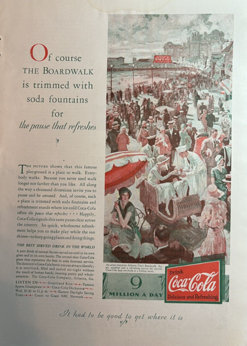 1930 Coca Cola Soda Boardwalk Drink Atlantic City Soda Fountains VTG ...