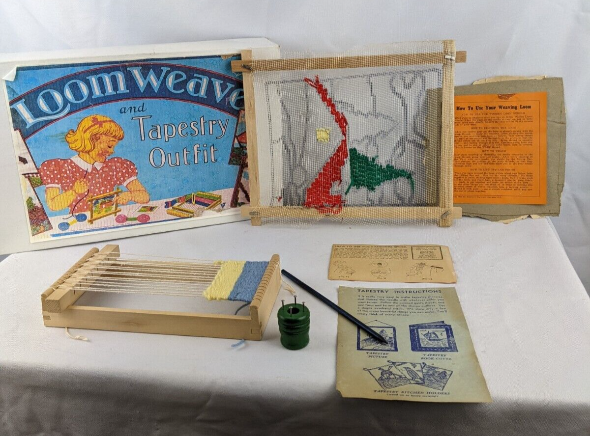 Vintage Loom Weave & Tapestry Outfit Boxed Kit 1940s Weaving Loom | eBay