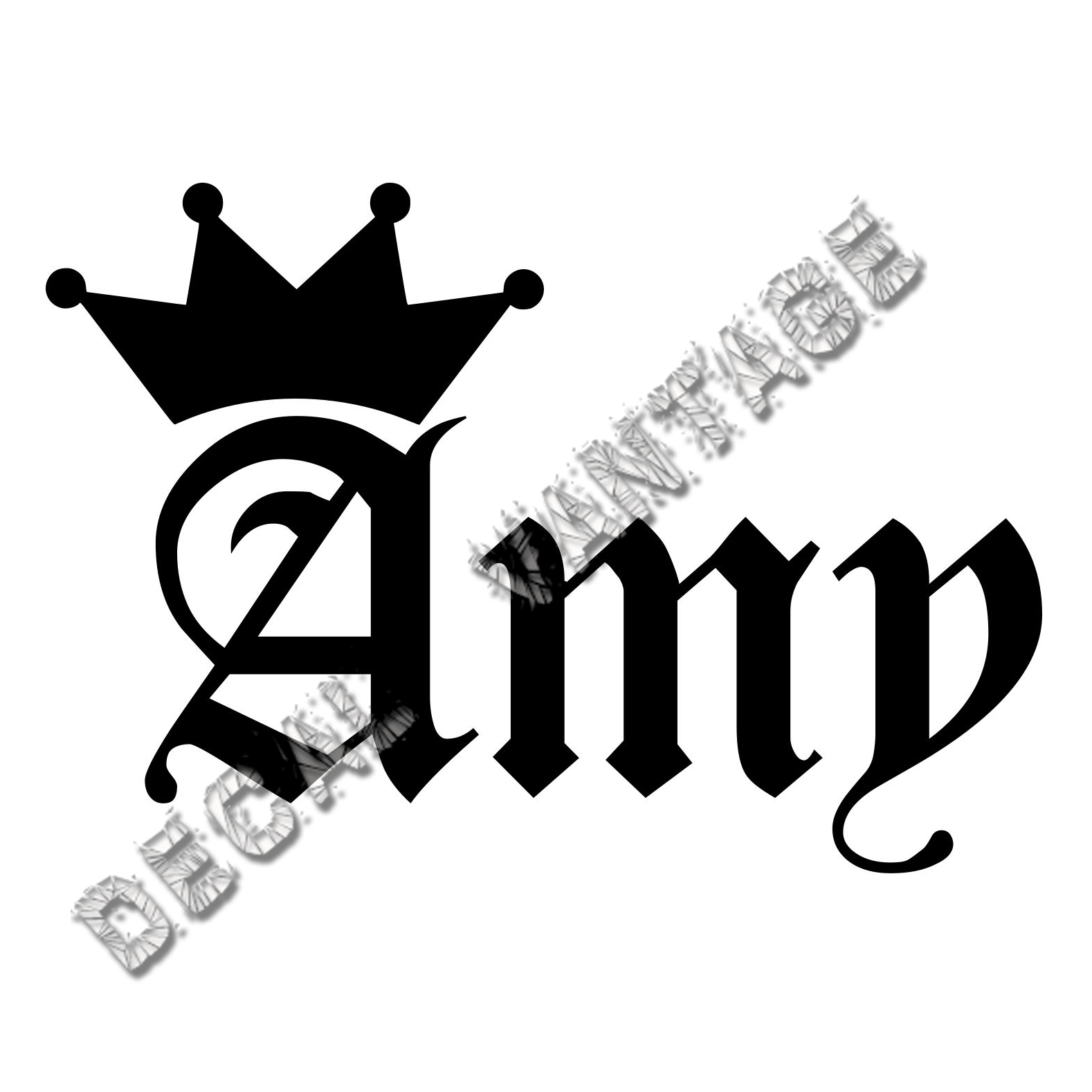 Amy Vinyl Sticker Decal Crown Name Old English - Choose Size & Color | eBay